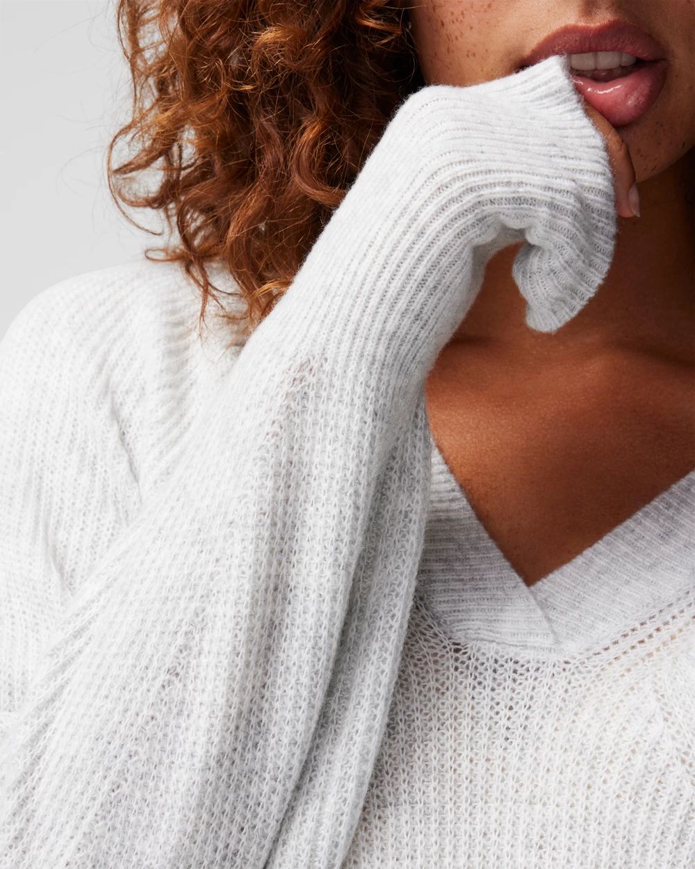 Pleated Shoulder V Neck Pullover White House Black Market